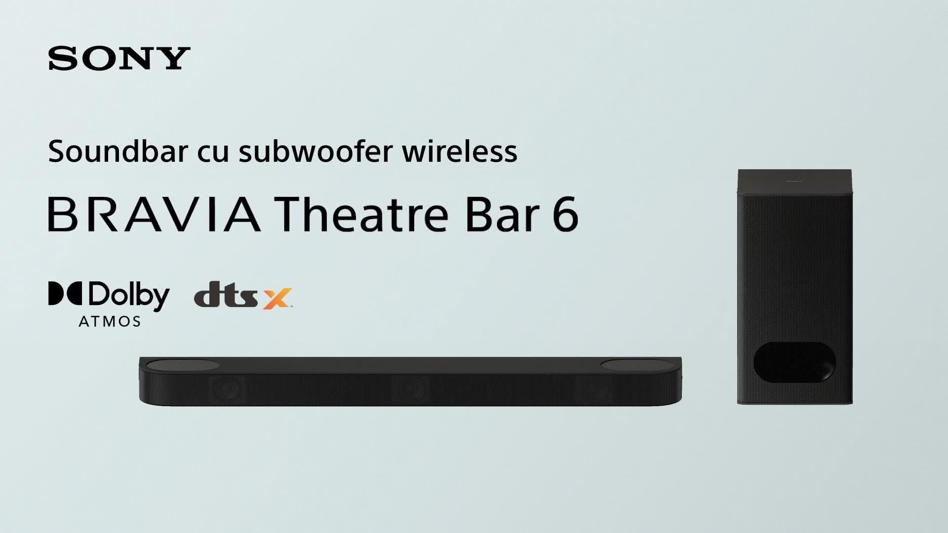 Soundbar Sony BRAVIA Theatre Bar 6 HT-B600, 3.1.2ch, 350W, Dolby Atmos, DTS:X, AI Voice Zoom 3 ...
