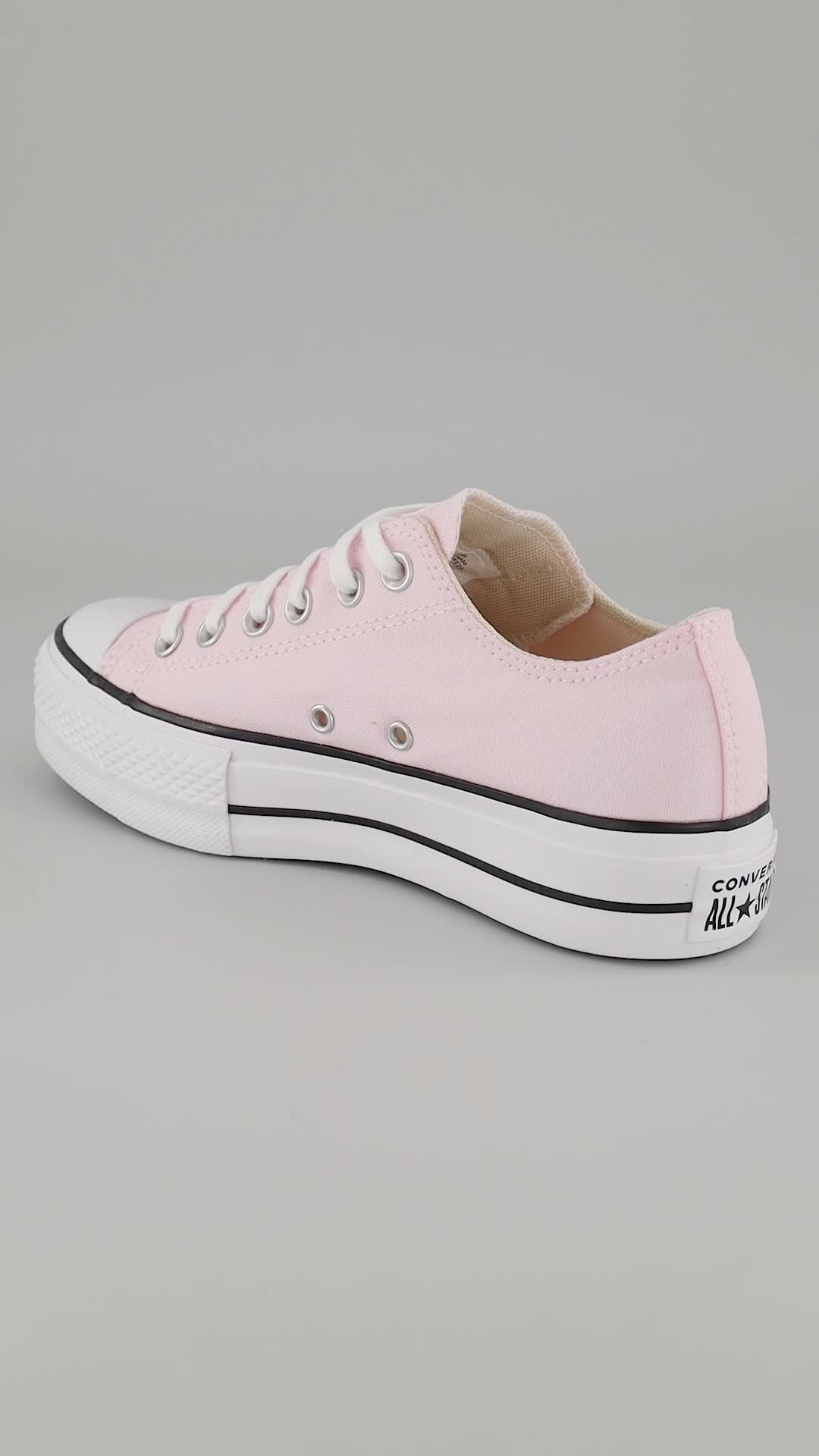 Converse, Pantofi sport low-cut cu platforma All Star Lift, Alb, Roz ...