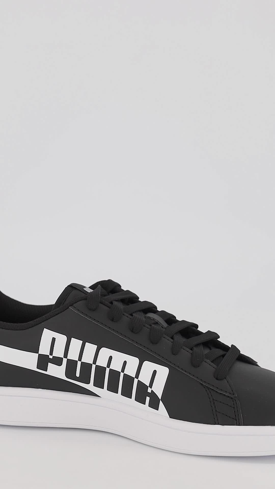 Puma, Спортни обувки Smash v2 Max от еко кожа с лого, Черен/Бял, 7 ...