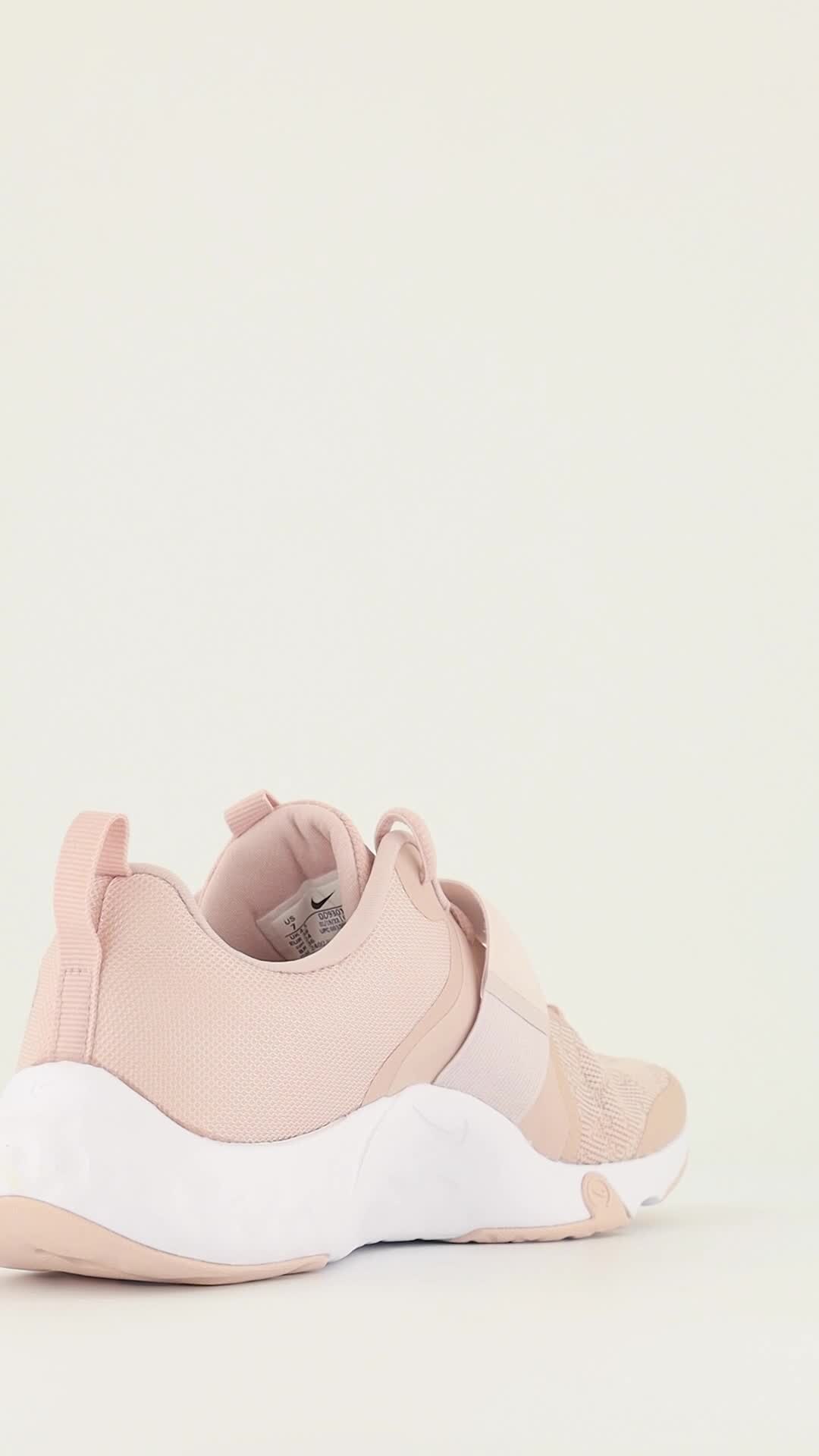 Nike, Мрежести фитнес обувки Renew In-Season с лого, Розов, 7 - eMAG.bg