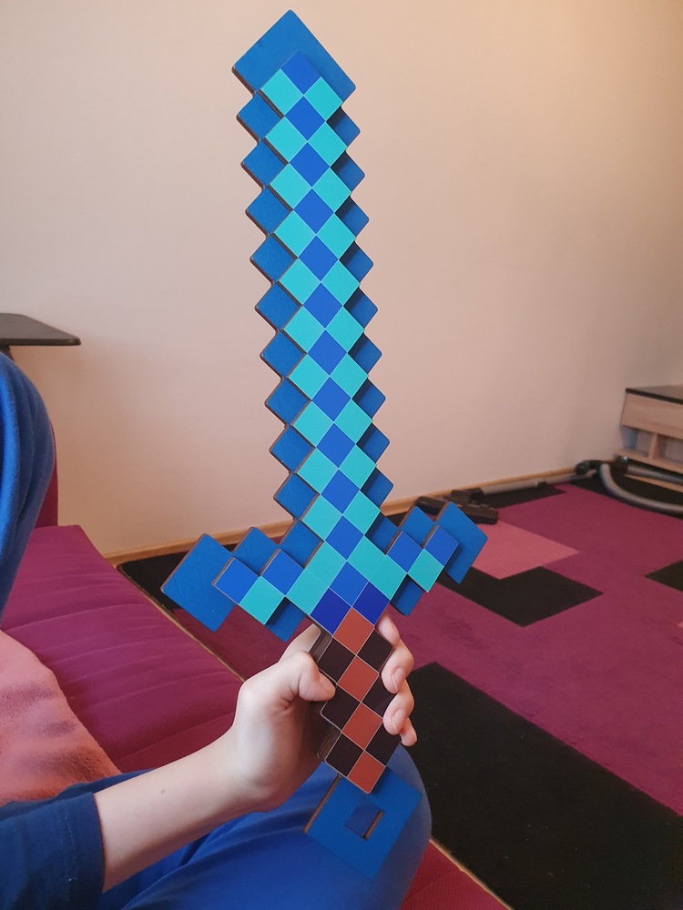 Sabie Minecraft, Albastru, 46 cm - eMAG.ro