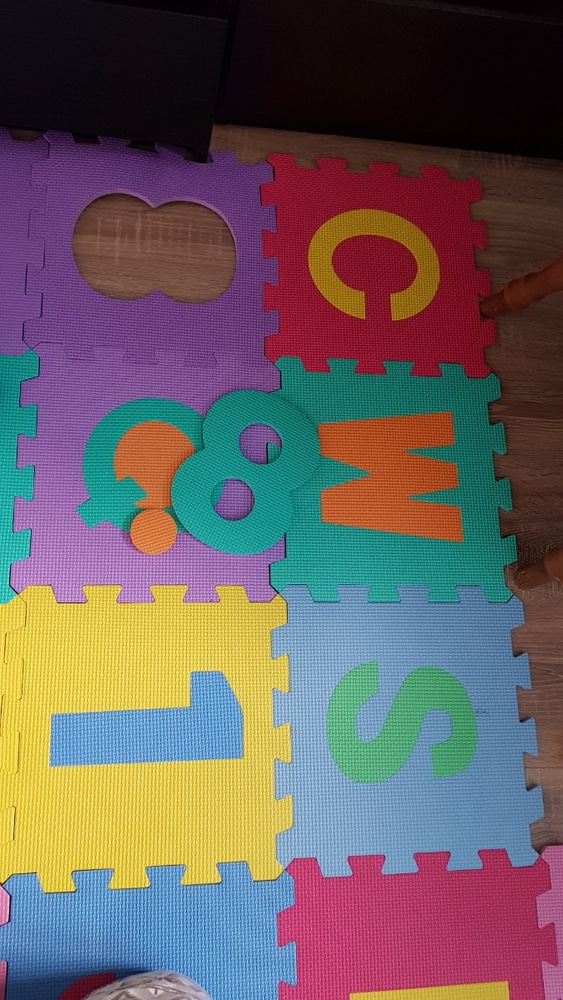 Covor puzzle cu cifre si litere pentru copii, Homcom, Multicolor, set ...