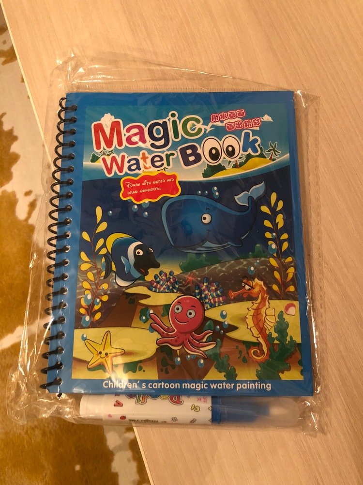 Carte de colorat cu apa Magic Book, Reutilizabila, plina de culori ...