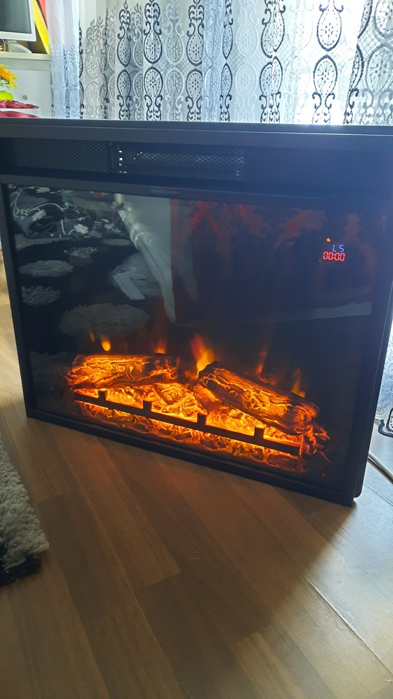 Focar electric incorporabil ECOFLAME, adancime 15 cm, flacara 3D LED ...