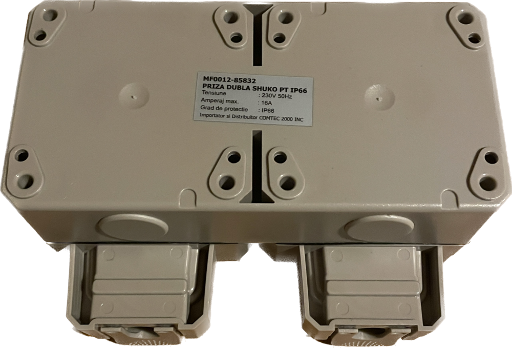 Priza dubla, Comtec, aparenta, cu capac, contact de protectie, IP66 ...
