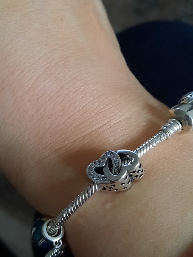 Talisman Argint 925, Charm compatibil Pandora – Inimi incrucisate - eMAG.ro