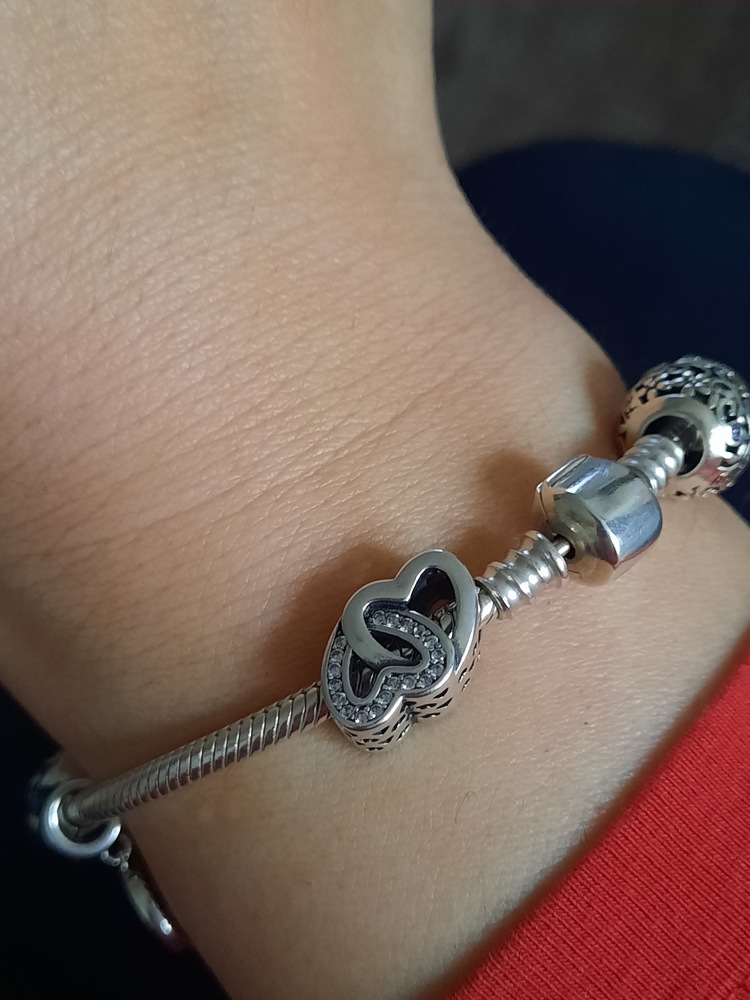 Talisman Argint 925, Charm compatibil Pandora – Inimi incrucisate - eMAG.ro