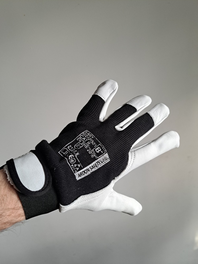 Manusi de protectie din piele de oaie Easy cu manseta velcro, negru ...
