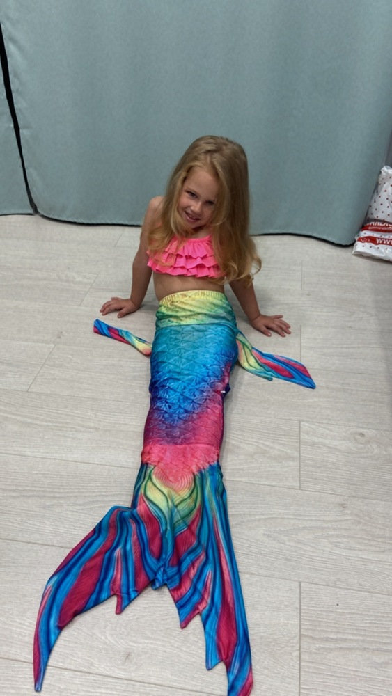 Set 3 piese Costum de baie Sirena THK®, include top, slip, coada sirena ...