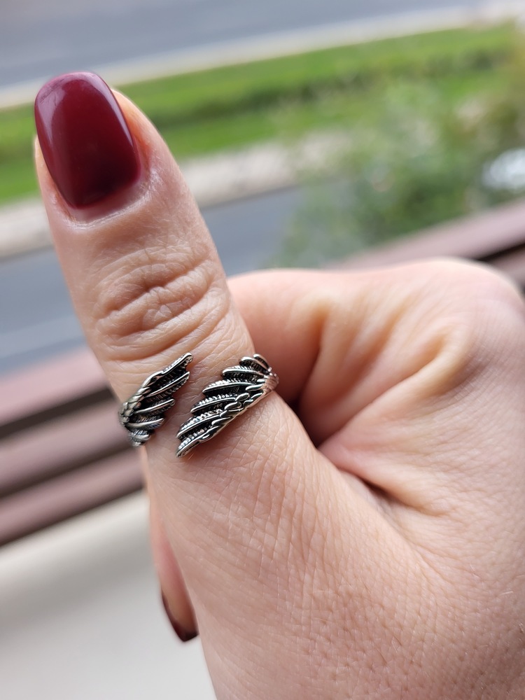 Inel deschis, Aripi de inger, Ajustabil, Argint thailandez, Argintiu ...