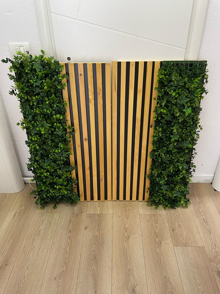 Cuier cu riflaje si verdeata artificiala, 100 x 55 cm, alb - eMAG.ro