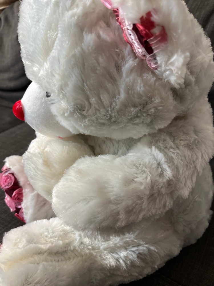 Urs de plus 55 cm, Kota baby, Alb/Rosu - eMAG.ro