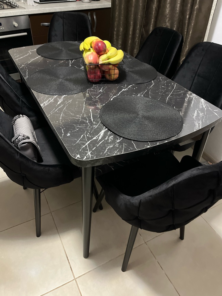 Set Masa Extensibila neagra cu 6 scaune, Modella Nex gri L 170, l 80, h ...