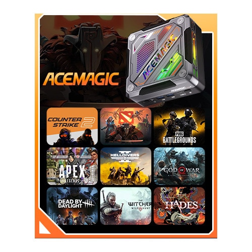 Mini PC Gaming ACEMAGIC AM18, AMD Ryzen 7 8845HS (8 nuclee, 16 fire ...