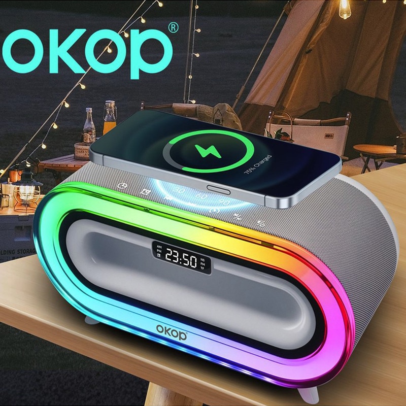 Boxă portabilă Okop KP-576, Bluetooth 5.3, încărcare wireless 15W, dimensiuni 120x240x95mm ...