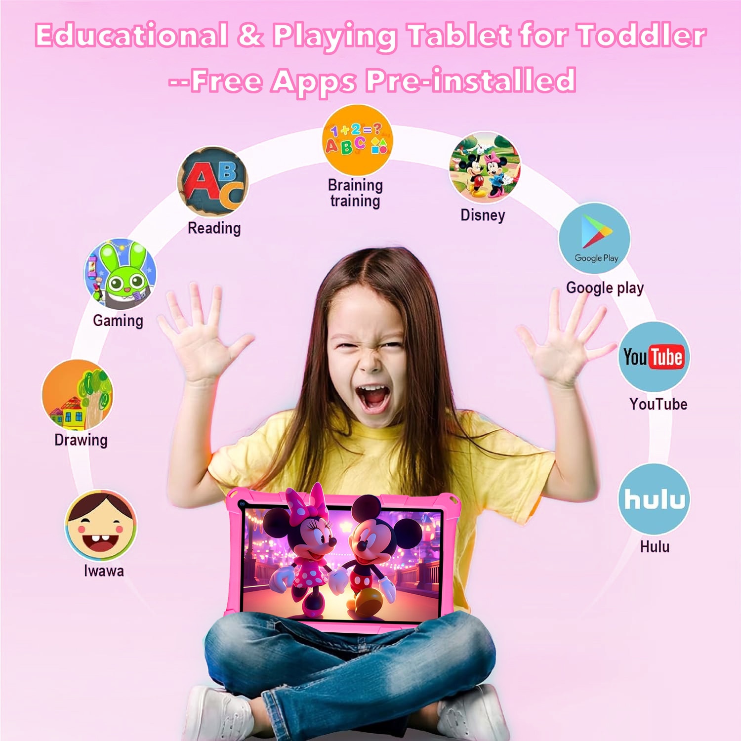 Tableta pentru copii LULUGTI, 7 inch, Android 13, 64GB, design ...