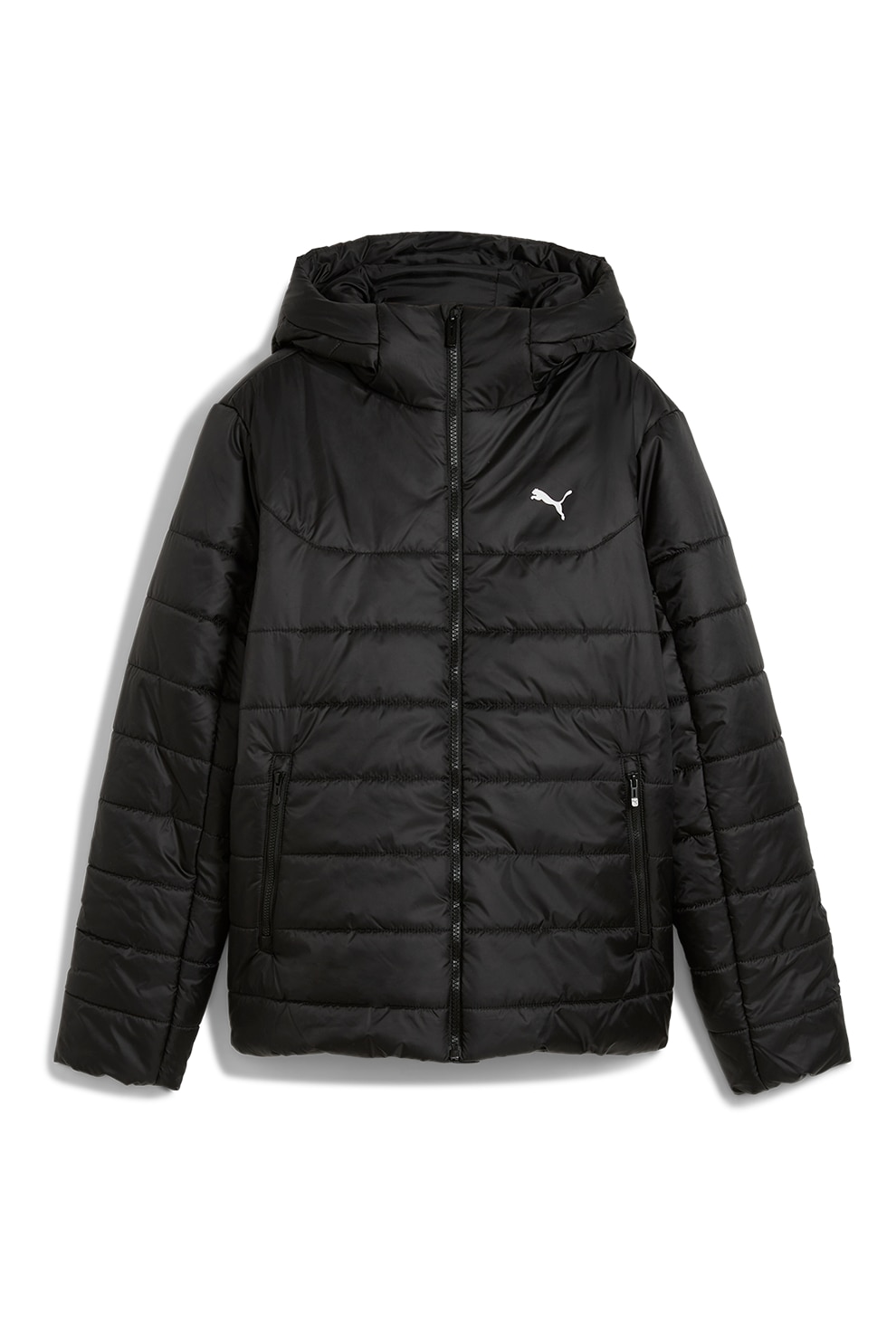 Puma, Jacheta matlasata cu logo si gluga, Negru, L - eMAG.ro