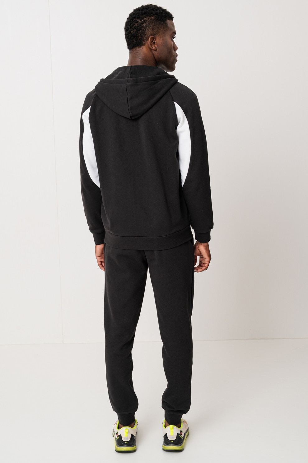 Puma, Trening cu fermoar si gluga, Alb, Negru, L - eMAG.ro