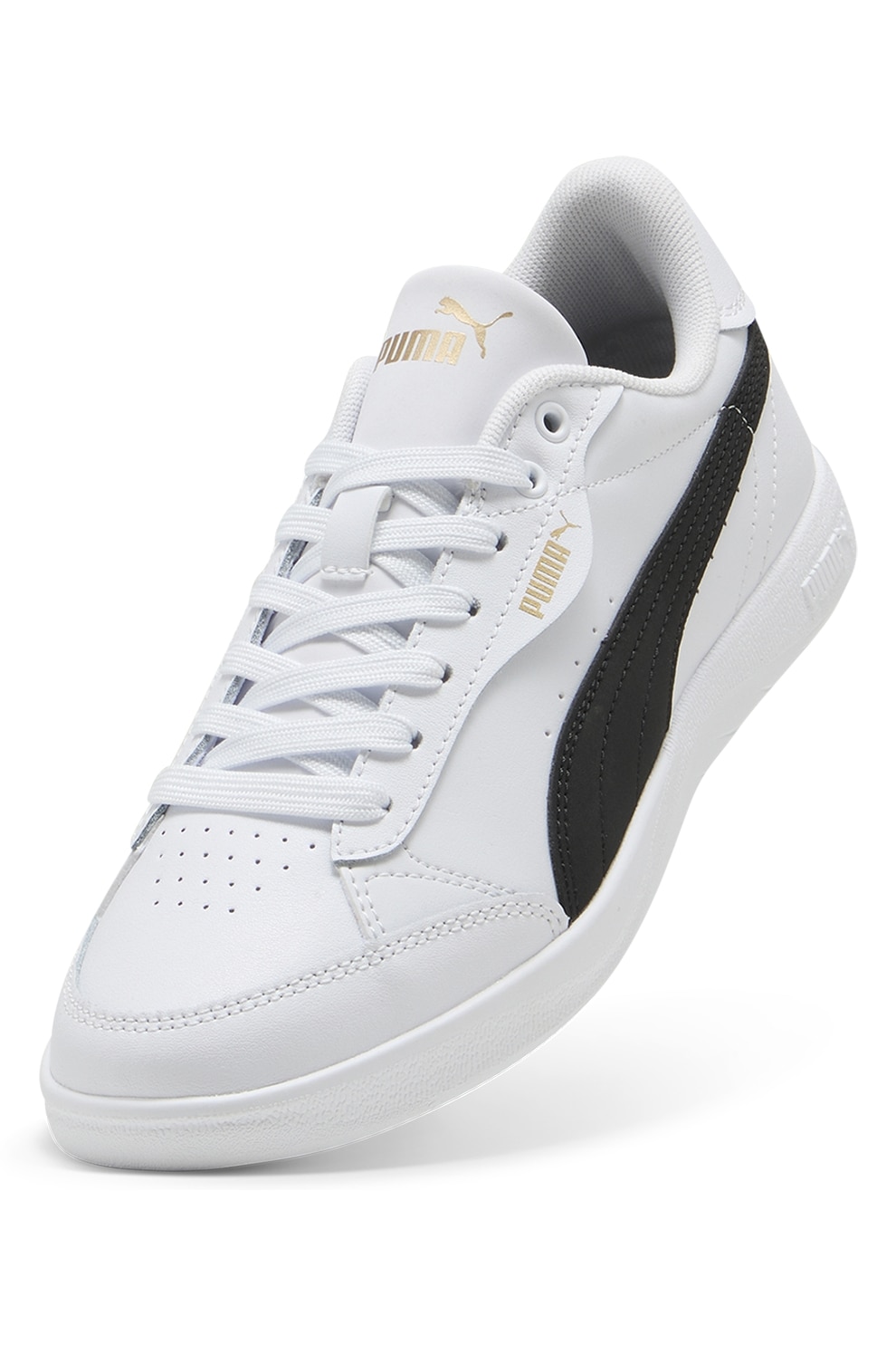 Puma, Pantofi sport Vikky Star de piele, Alb, Negru, 7.5 - eMAG.ro