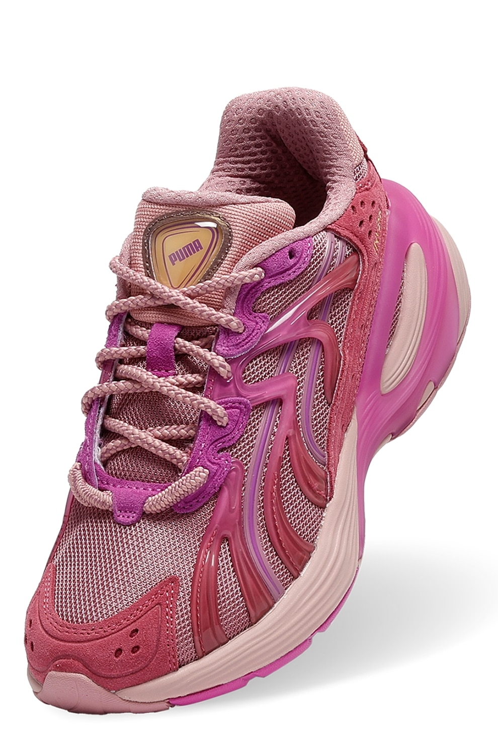 Puma, Pantofi sport Inverse Spectrum cu garnituri de plasa si piele ...