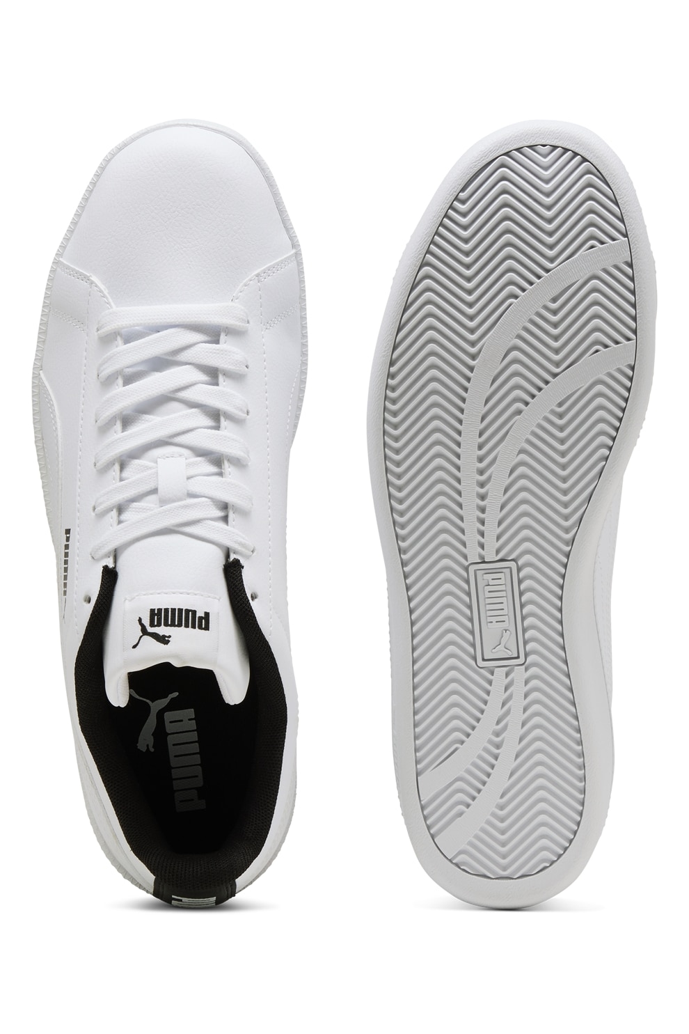 Puma, Pantofi sport de piele ecologica cu talpa plata, Negru, Alb optic ...