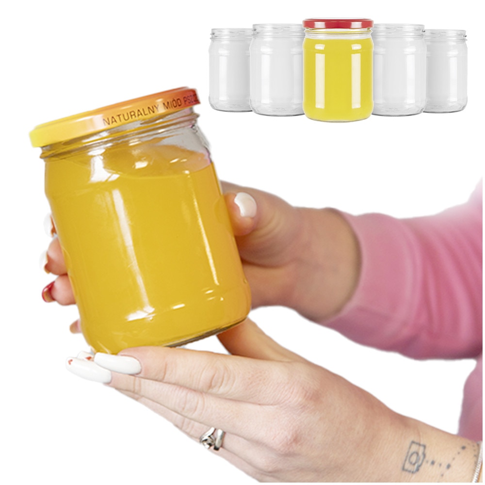Set 40 Borcane din sticla 450 ml cu capac metalic, multicolor, pentru ...