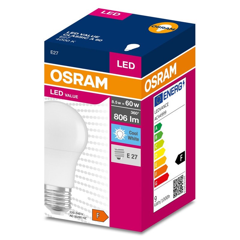 Set 5 becuri glob OSRAM LED, E27, 8.5 W echivalent 60w, unghi 360 ...