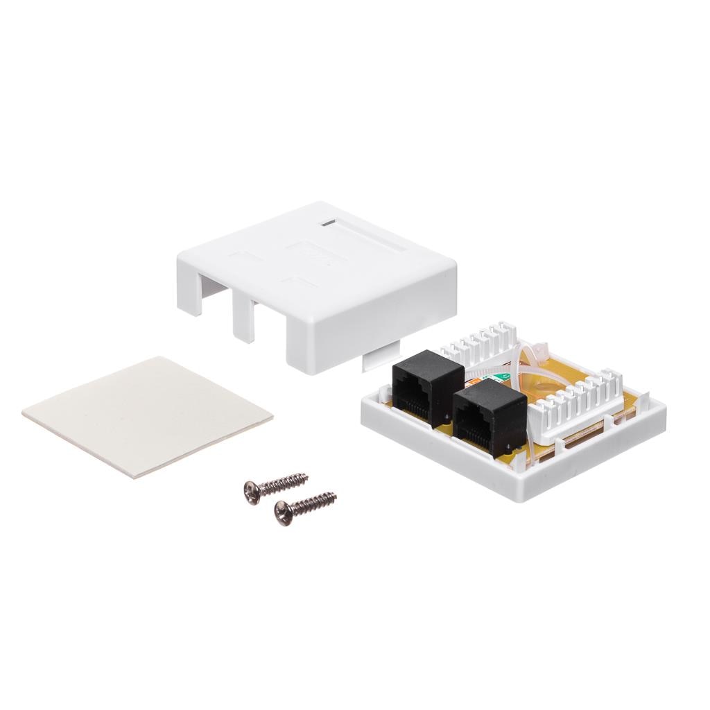 Priza UTP CAT6 2 porturi RJ45, H HCT TRONIC, aplicata, alb - eMAG.ro