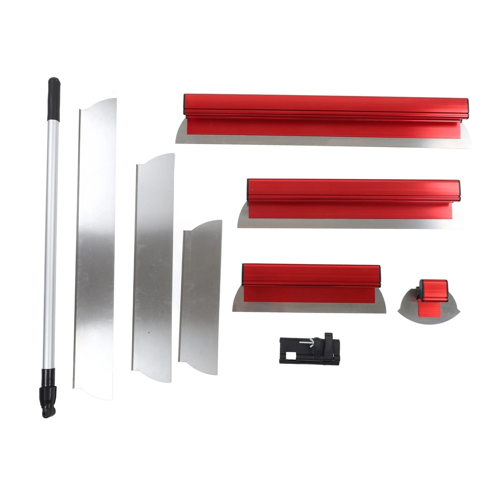 Set unelte de tencuit, inox, maner extensibil, rosu, dimensiuni diverse ...