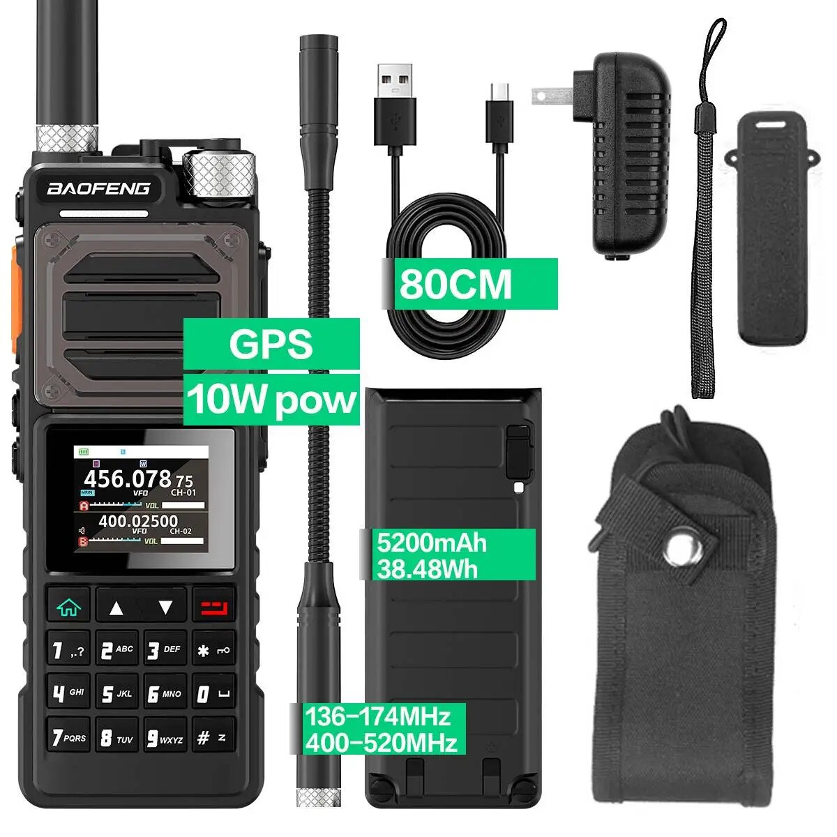 Statie radio portabila, 10W, multi-banda, design tactic, neagra - eMAG.ro