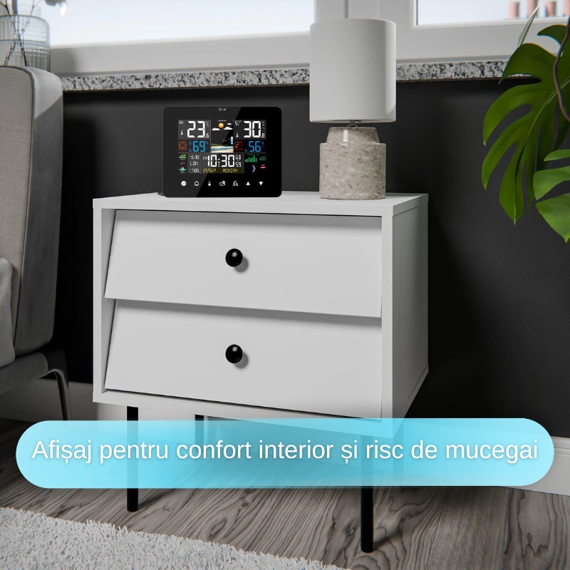 Statie Meteo Digitala cu Senzor Exterior Wireless, Ecran Tactil Color ...