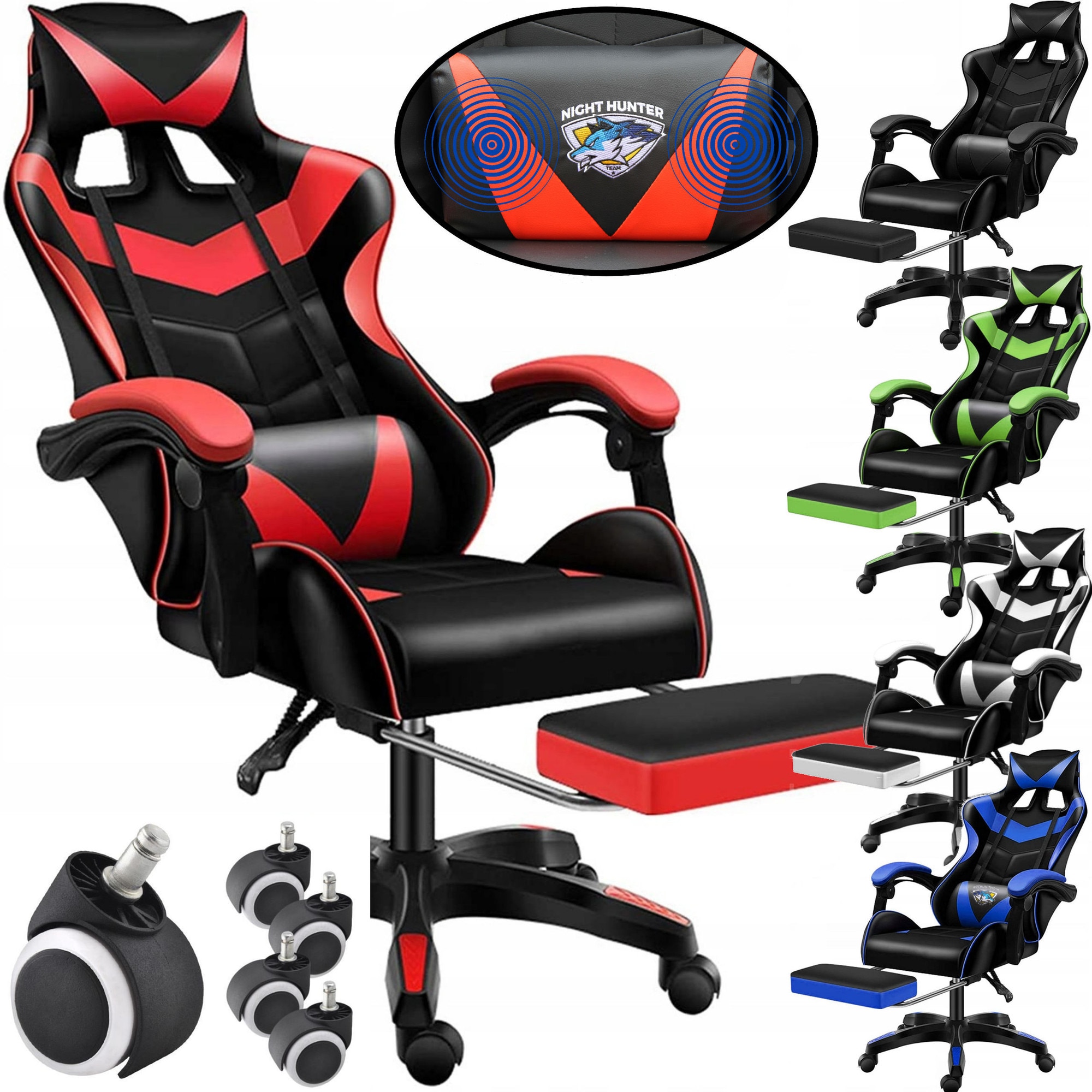 Scaun de gaming cu masaj la spate, rotativ, pentru computer, pentru ...