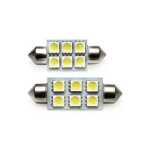 LED крушка, C5W, 6 SMD 5050, бяла, за автомобили, съвместима с CAN-BUS ...