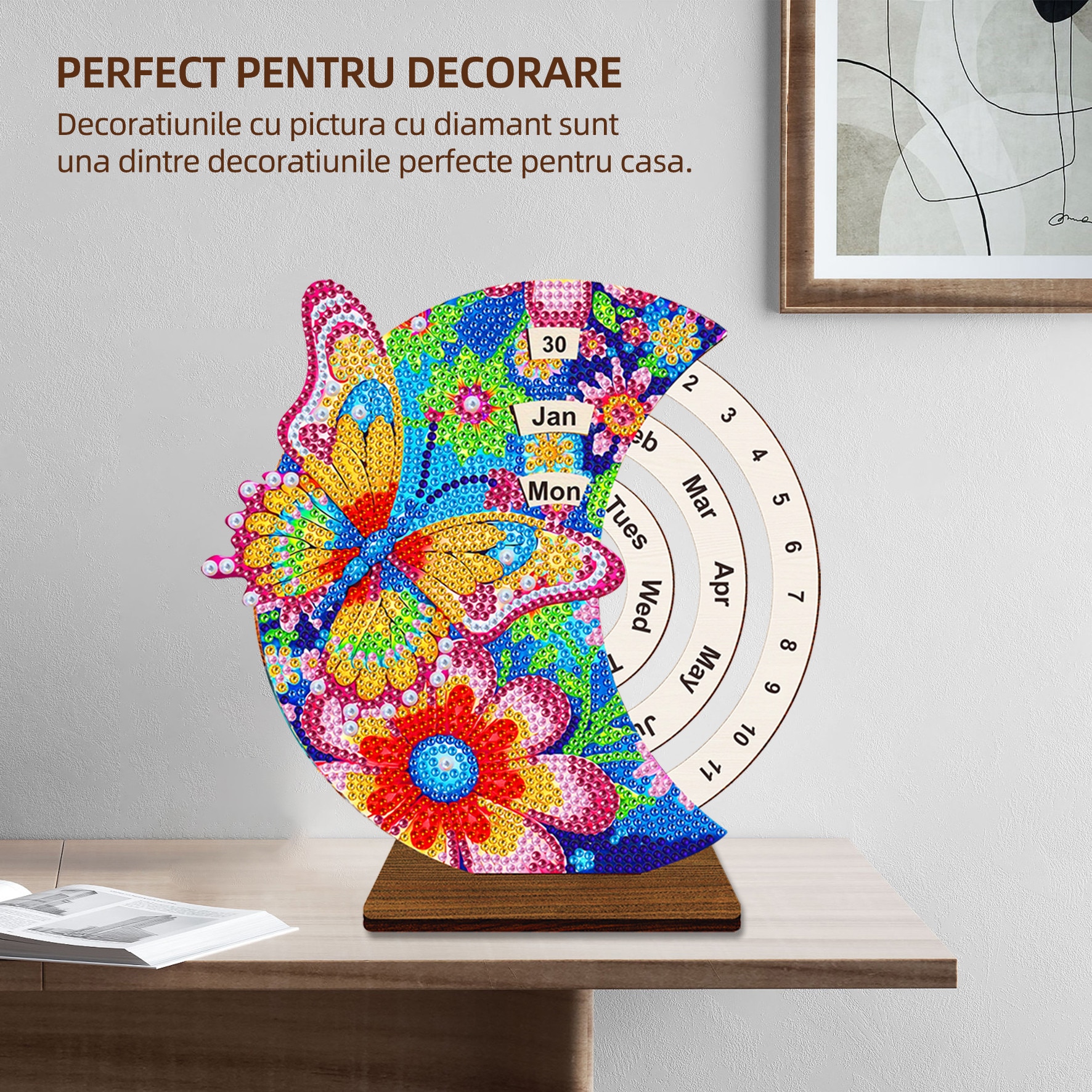 Calendar perpetuu de birou ornament DIY, Yulinland®, Diamant, pictura ...