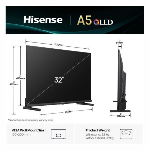 Televizor Hisense 32" A5Q, Full HD 1920x1080, QLED, Quantum Dot, HDR ...