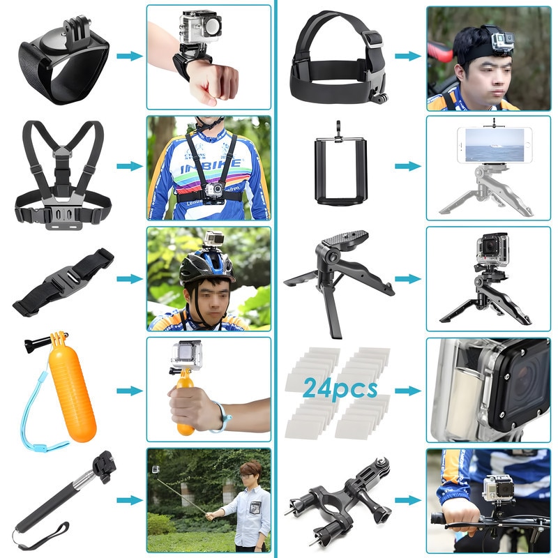 Kit accesorii camera de actiune, 62 in 1 pentru GoPro Hero 13 12 11 10 ...
