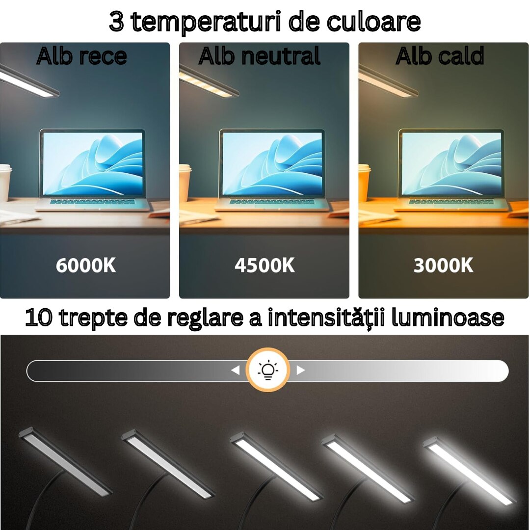 Lampa LED Arteli® 70 cm cu Dimer Continu, 400 lm, 2700K, Control Tactil ...