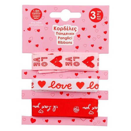 Set panglici pentru petrecere, 3 modele, roz cu inimi rosii, alba cu ...