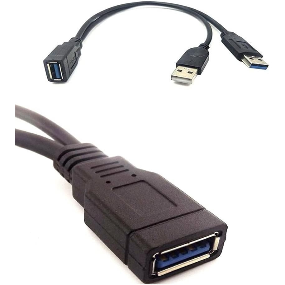 Cablu adaptor Kengege®, USB 3.0 mama la Dual USB tata, 30cm, negru ...