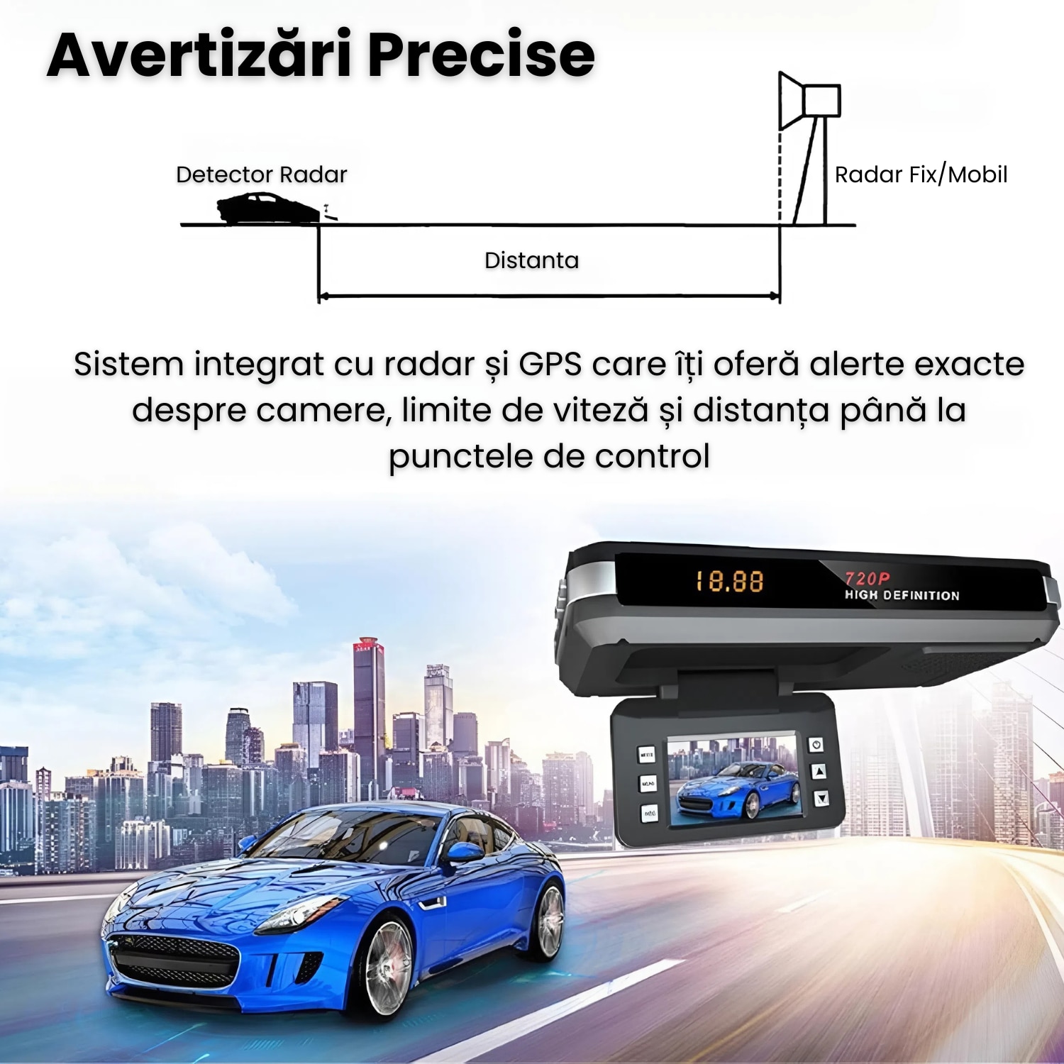Detector Radar si Camera Auto DVR HASEPE 2 in 1, Full HD, Night Vision ...