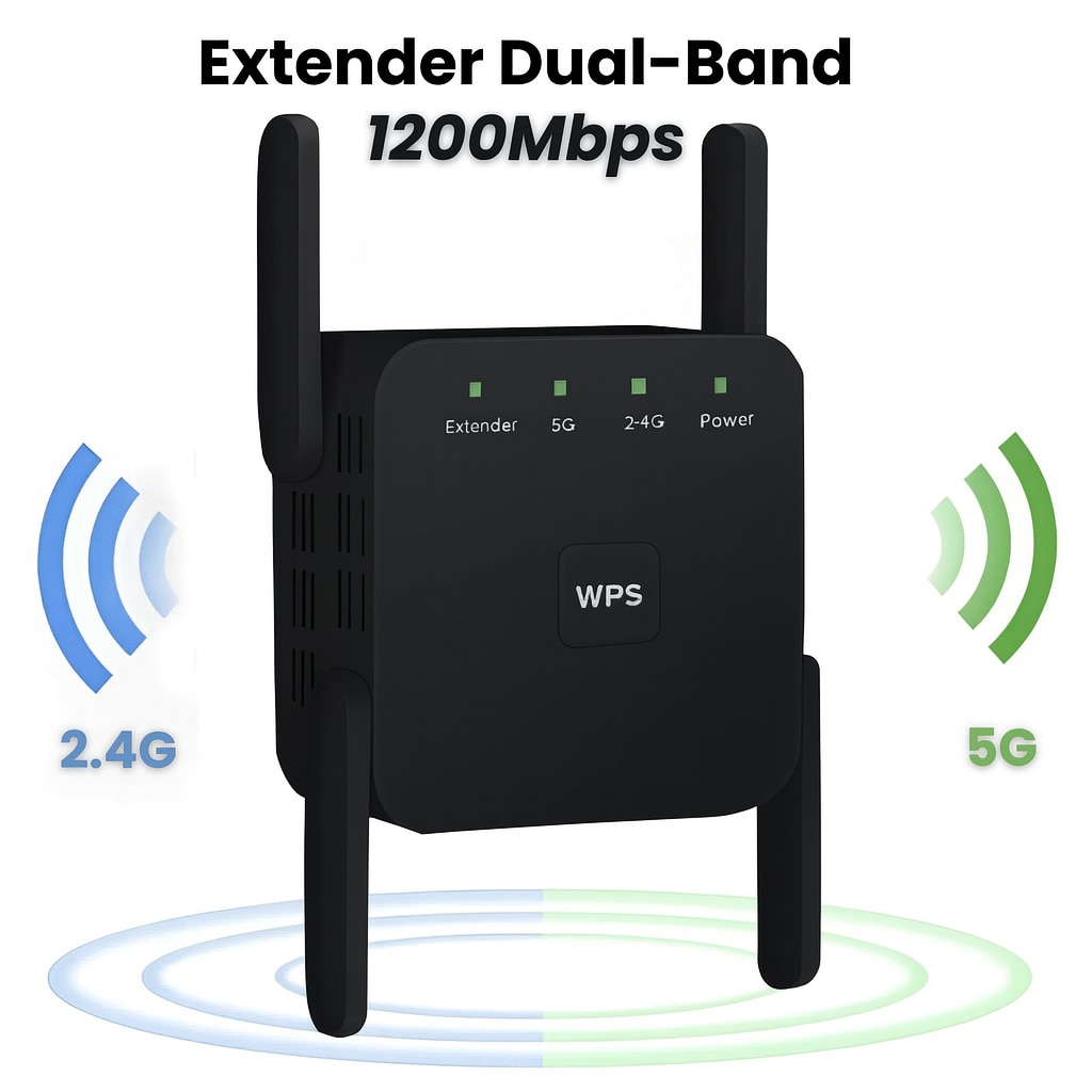 Range Extender WiFi Hasepe® 1200 Mbps Cu 4 Antene Puternice, Range ...