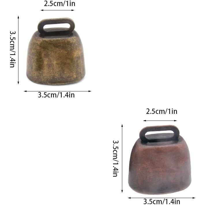 Set 5 clopotei din cupru pentru bovine, Kengege®, ton puternic, rosu ...