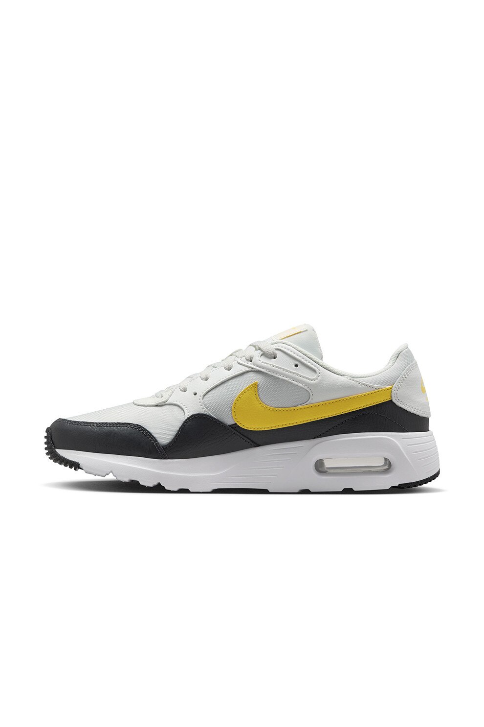 Nike, Pantofi sport Air Max cu insertii din piele, Negru, Galben sofran ...