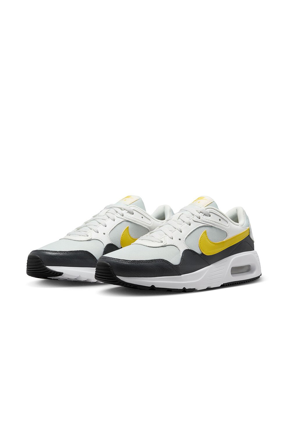 Nike, Pantofi sport Air Max cu insertii din piele, Negru, Galben sofran ...