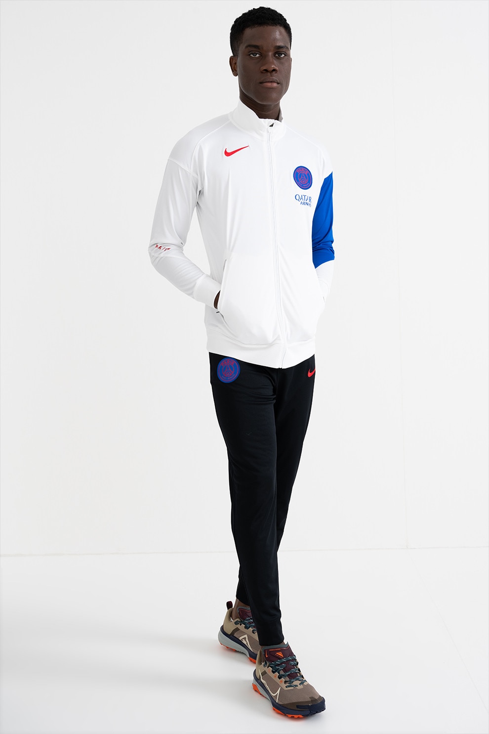 Nike, Trening cu fermoar, pentru fotbal PSG, Alb, Negru, 2XL - eMAG.ro