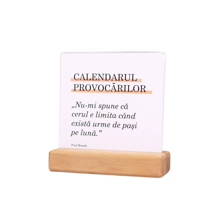 Calendar de birou permanent WonderStore cu suport de lemn, provocări ...