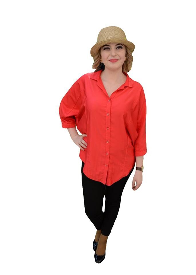 Camasa cu maneca scurta, guler rusesc,masura mare,D&J Exclusive,Rosu ...