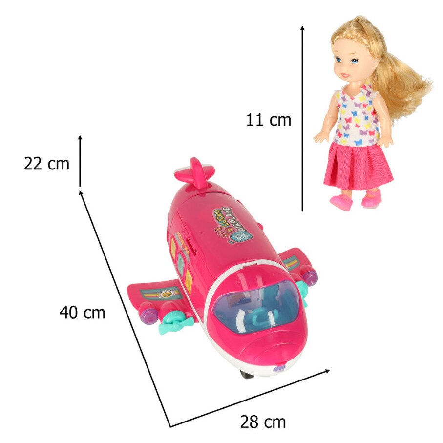 2 в 1 играчка самолет с кукла и аксесоари, розов интерактивен комплект ...