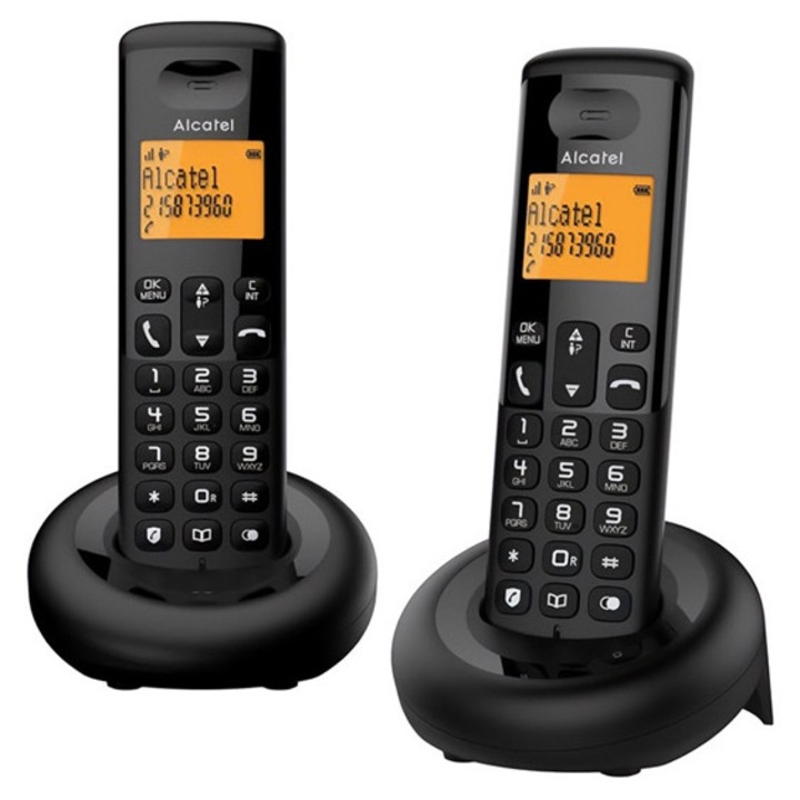 ALCATEL E160 DUO telefon készülék vezeték nélküli, DECT, FEKETE - eMAG.hu