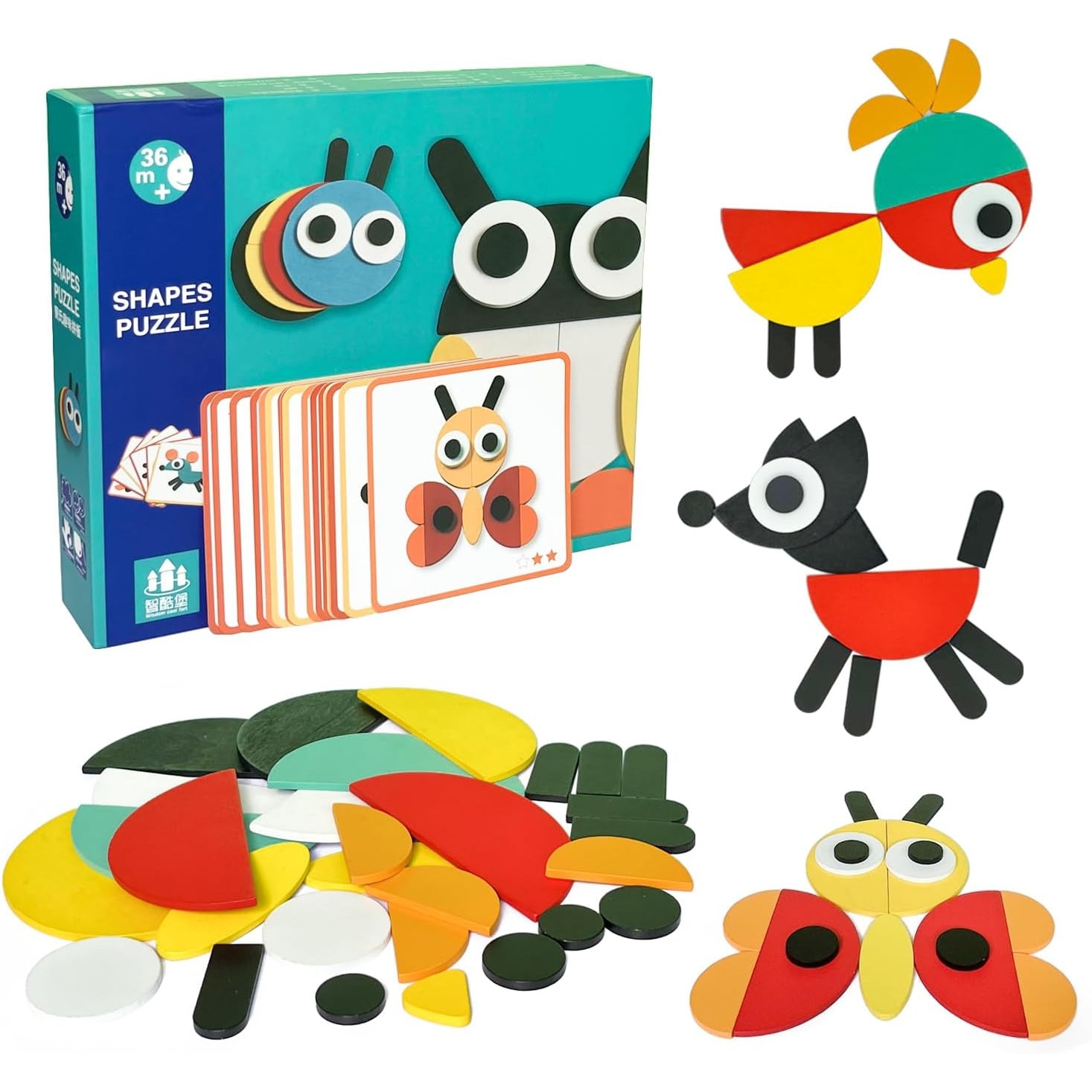 Joc Educativ Tip Montessori - Puzzle Creativ cu Forme Geometrice ...